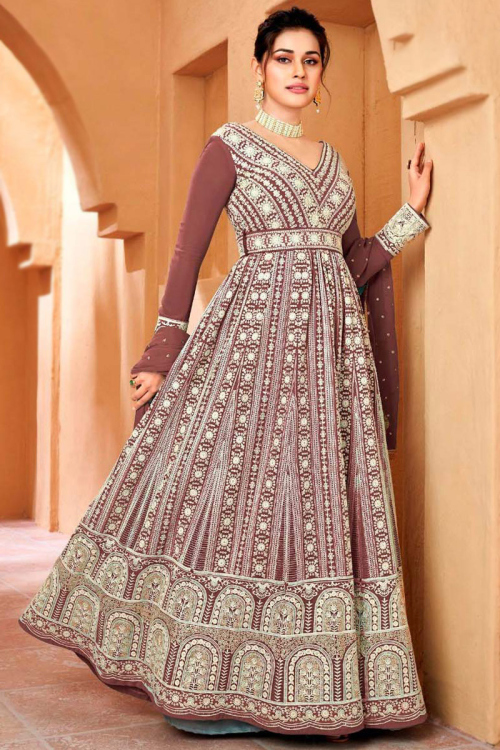 Buy 48/XL Size Brown Anarkali Suits Online for Women in USA