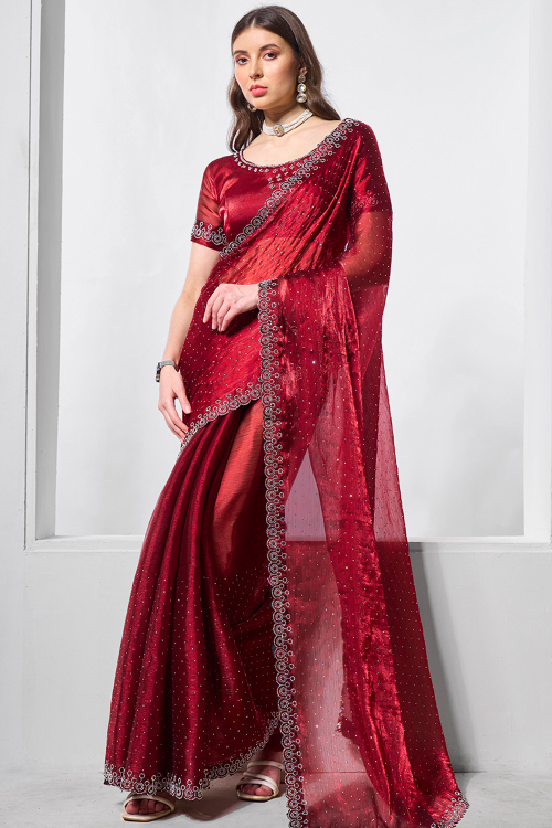 Buy Red Sarees Online - Silk, Designer, Party Wear | UK - Andaaz Fashion