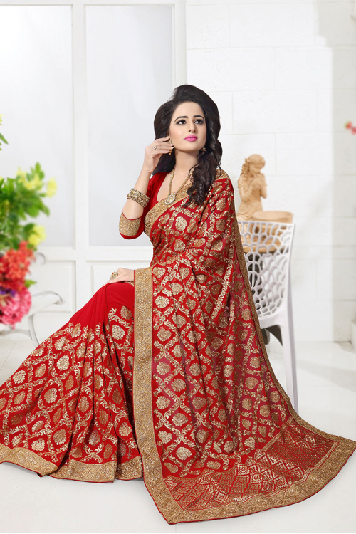 Buy Red Sarees Online USA - Red Bridal, Wedding, Silk & Designer Sarees