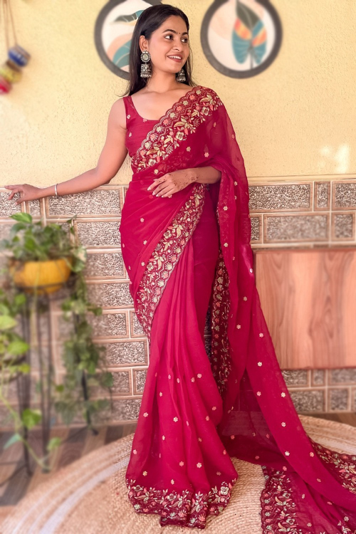 Buy Red Sarees Online - Silk, Designer, Party Wear | UK - Andaaz Fashion