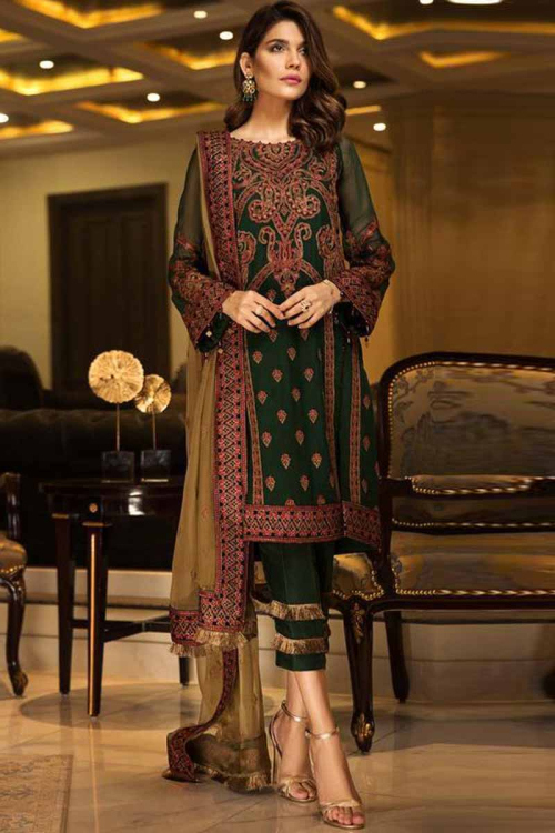 Buy Mehndi 04 Working Days Chiffon Dress Materials Online for Women in UK
