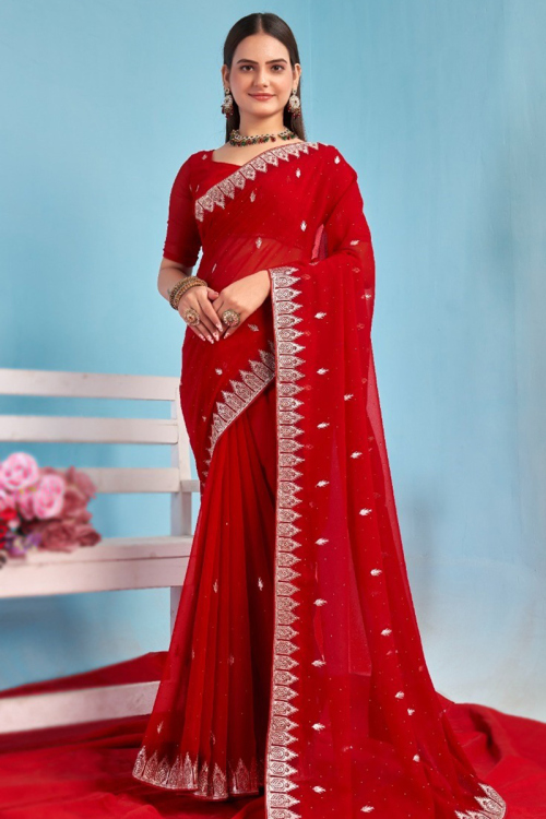 Buy Red Sarees Online USA - Red Bridal, Wedding, Silk & Designer Sarees