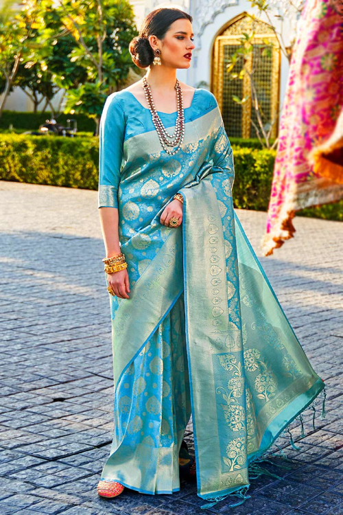 Blue Sarees: Buy Royal, Light & Navy-Blue Sarees Online UK