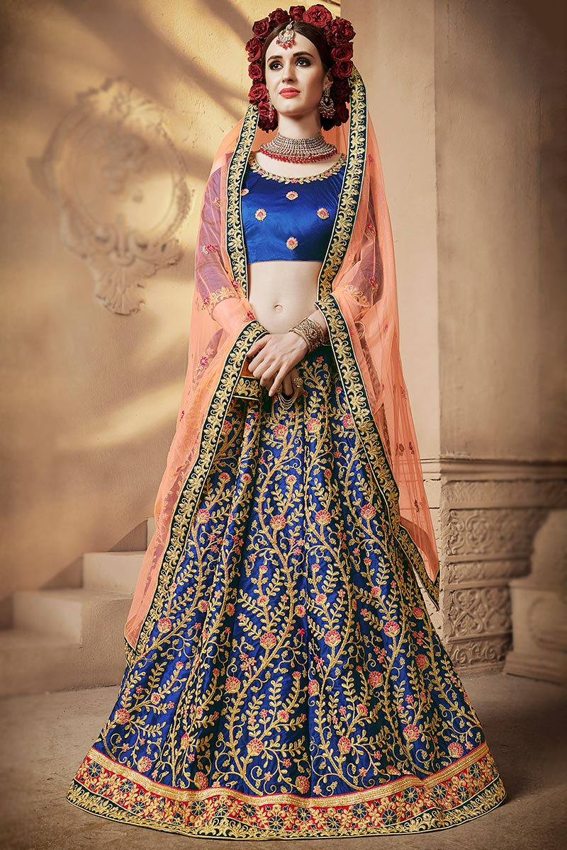 Fashionable Royal Blue Lehenga with Resham Thread Work LLCV114506