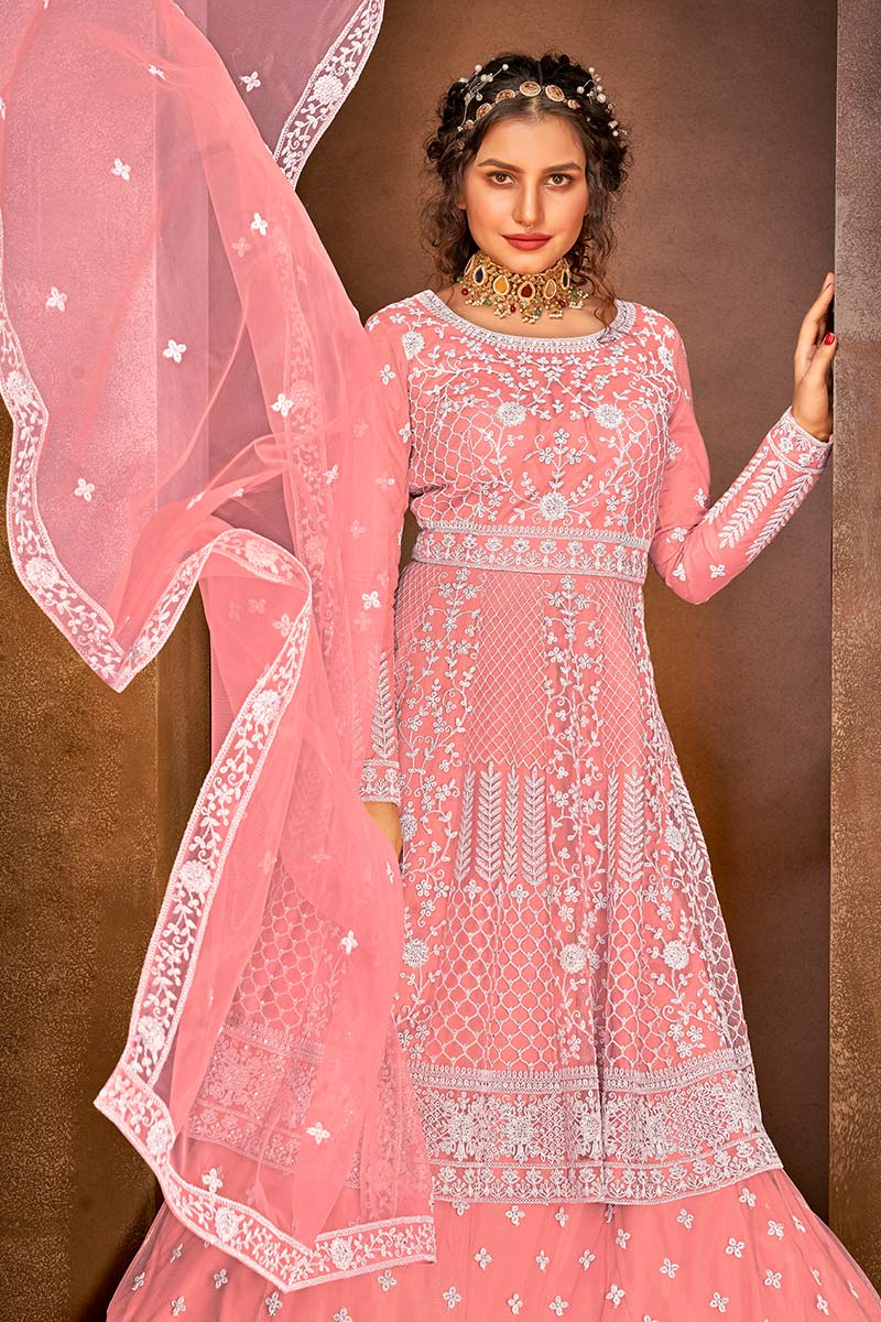 Zari Embroidered Blush Pink Lehenga LLCV08712