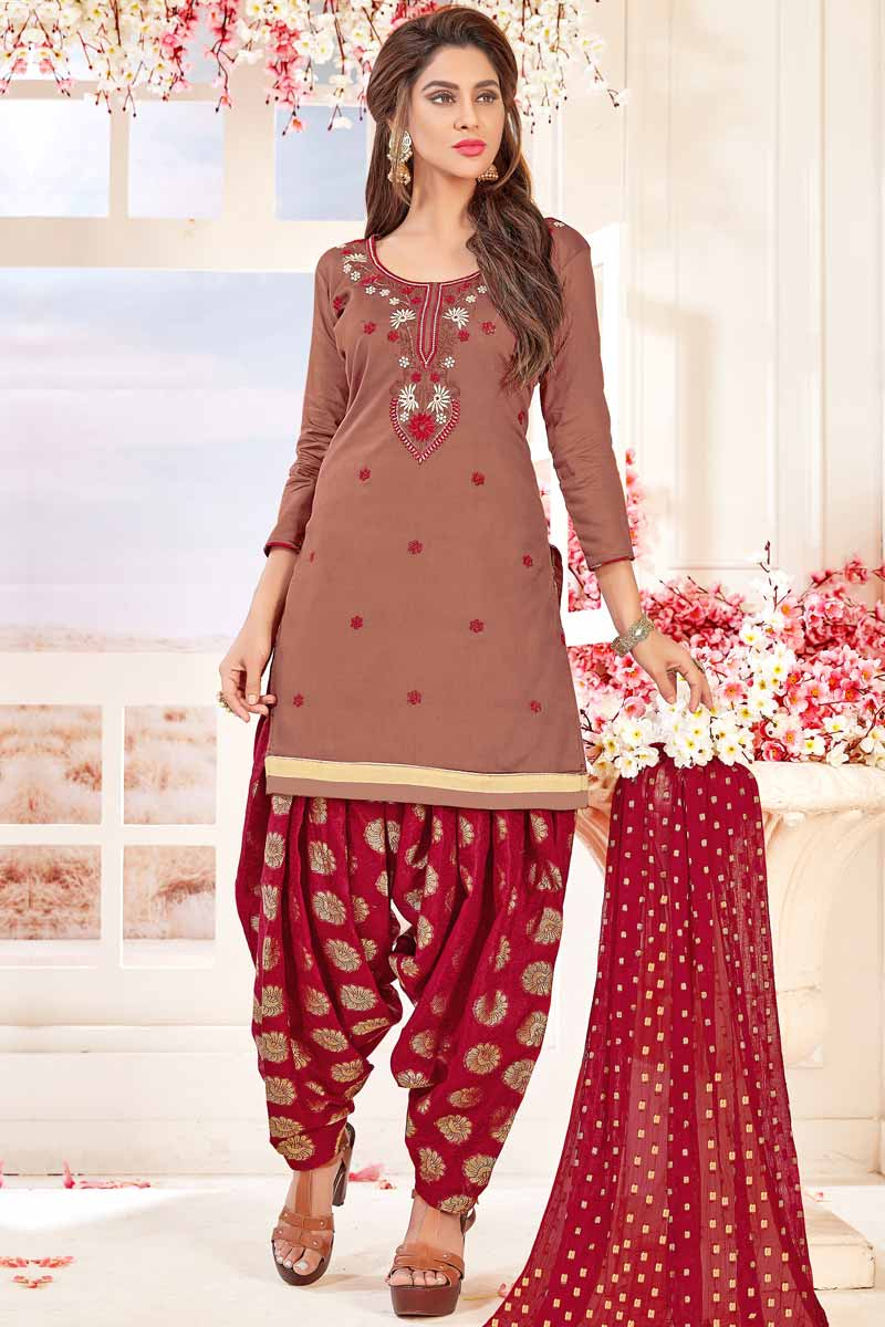Buy Suits For Eid Cotton Brown Patiala Suits Online - LSTV01389 ...