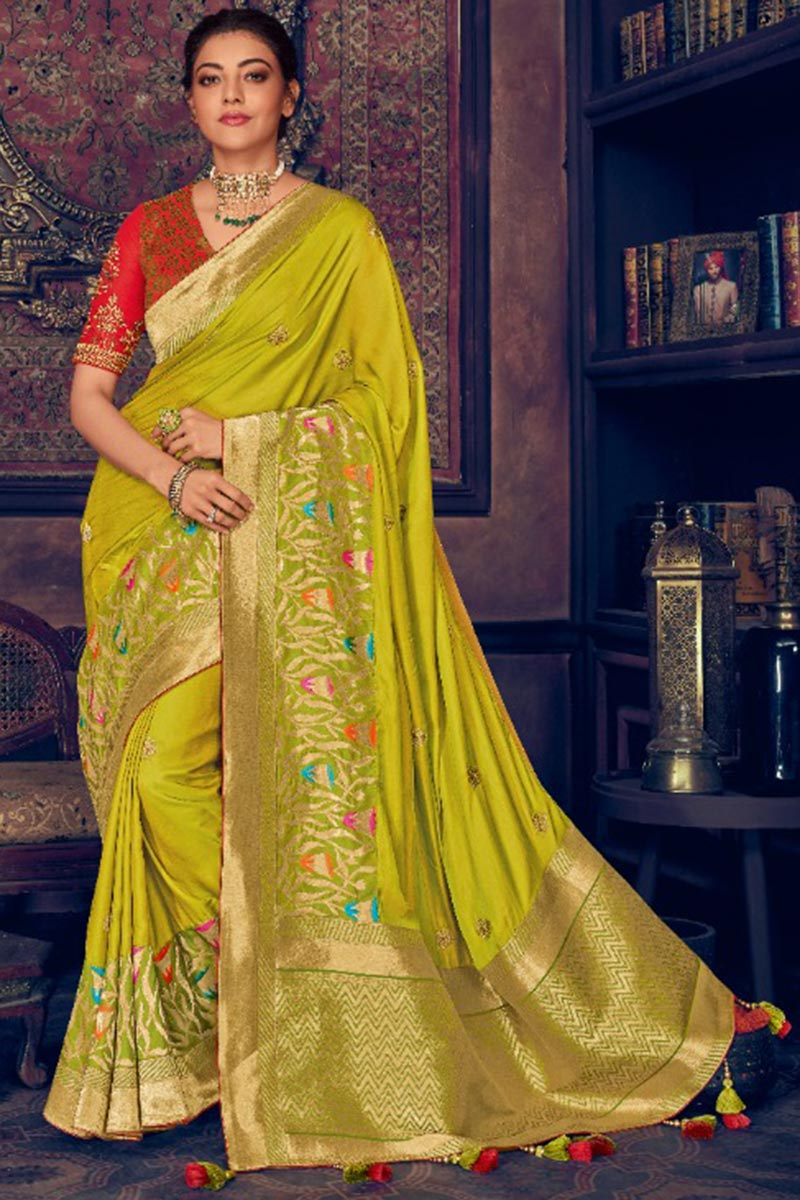 Buy Silk Party Wear Saree In Mehendi Color Online - SARV05291 | Andaaz ...