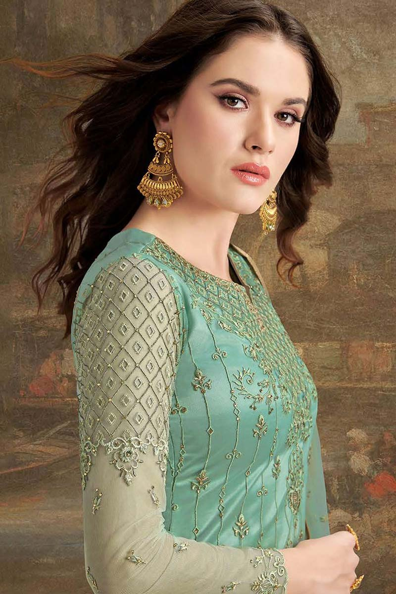 Buy Pakistani Pant Style Suit In Sage Green Colour Online - LSTV04148 ...