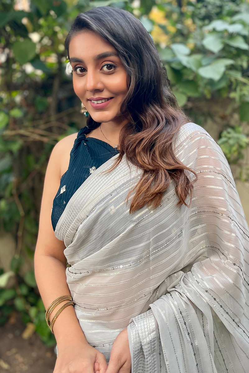 Clothing Fashion Sequins and Resham Thread Embroidered Georgette Light ...