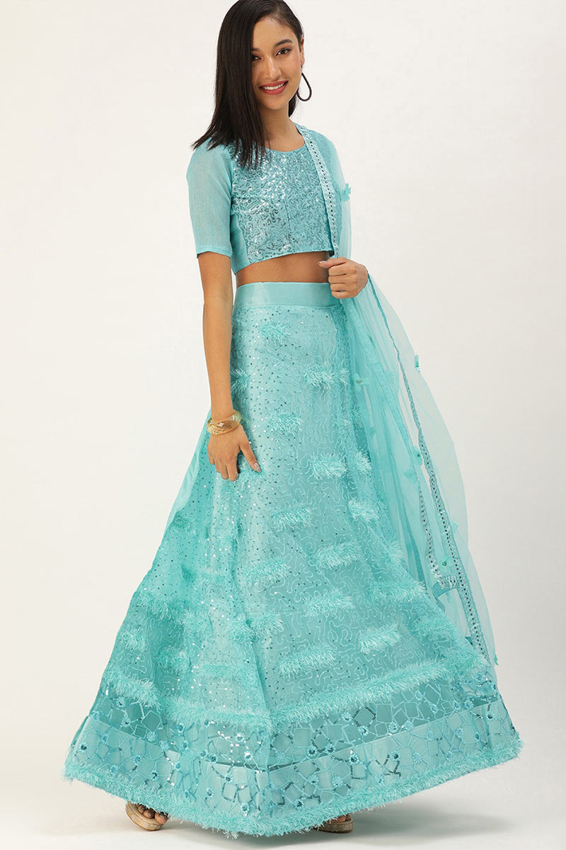 Wedding Collection Online Sequins Embroidered Pale Turquoise Blue ...
