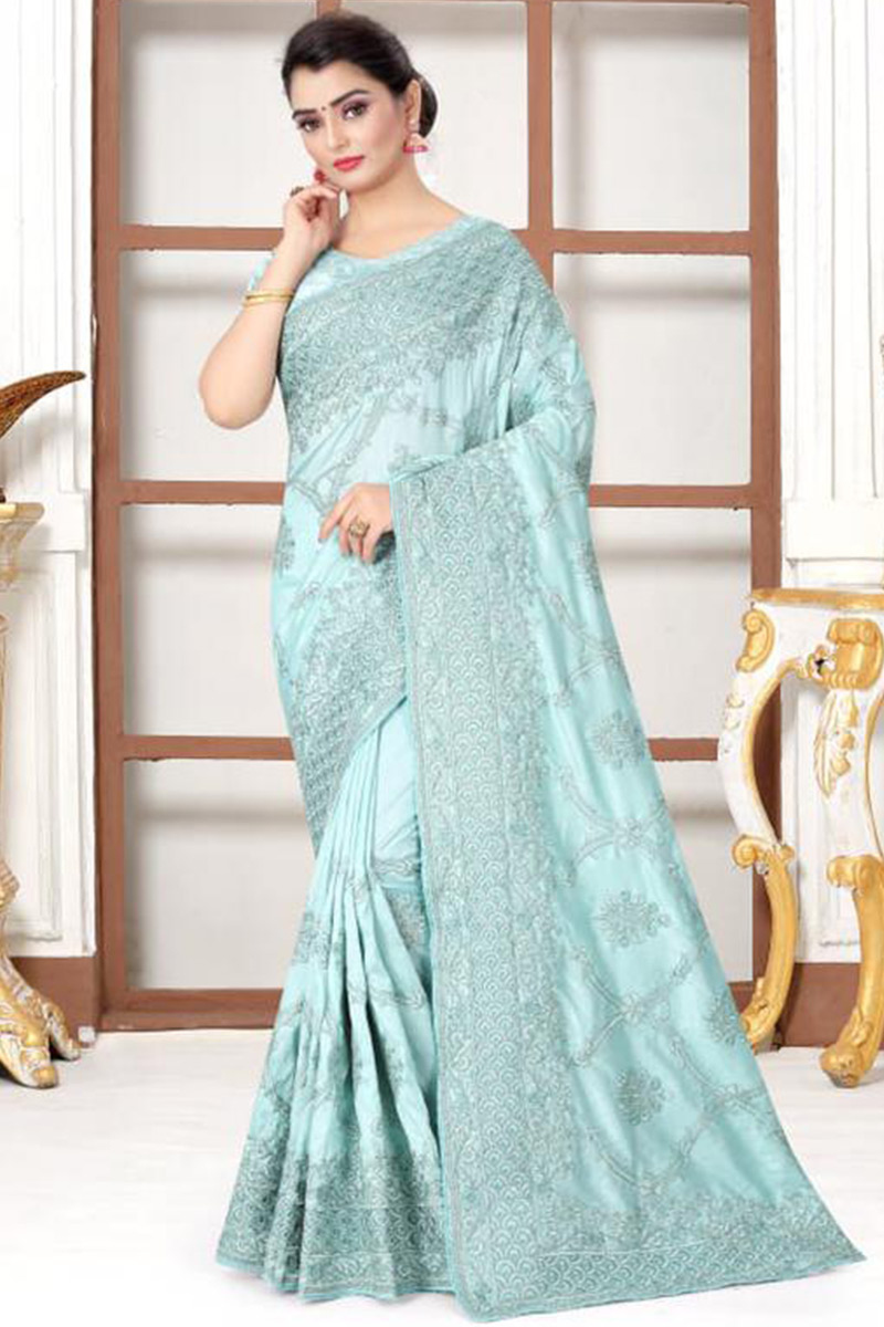 Sky Blue Modal Silk Saree|SARV09649