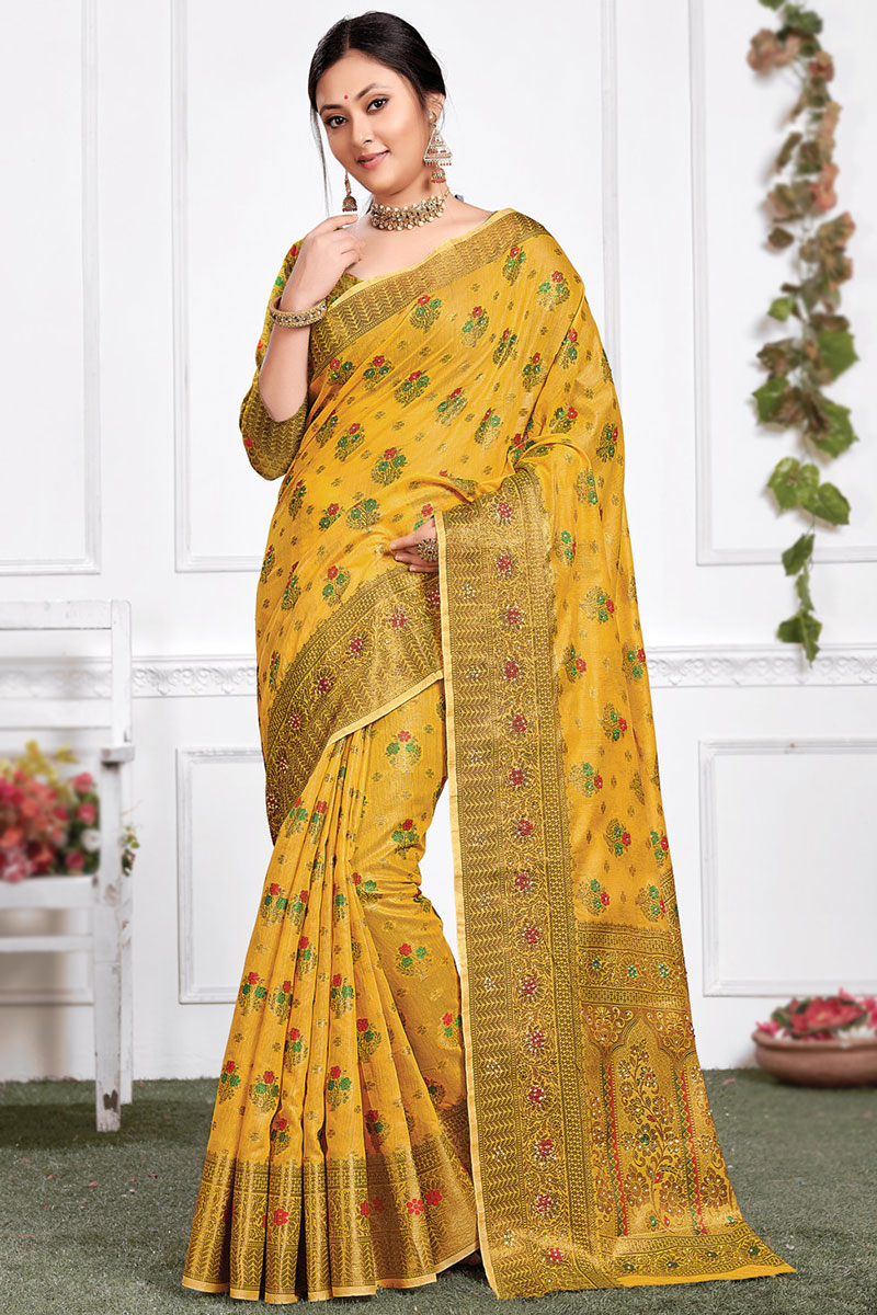 Beautiful Designer Yellow Sarees