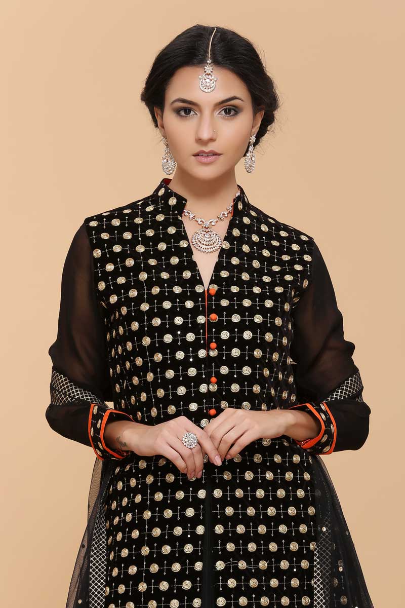 Black Net lengha suit. - Lehenga Choli - Womens