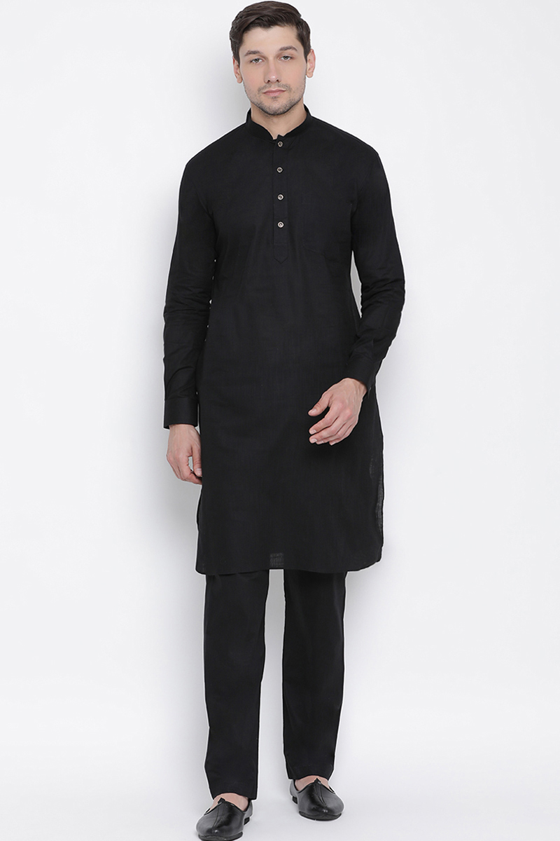 Buy Eid Special Pakistani Kurta Pajama In Black Color Online - MKPV0257 ...