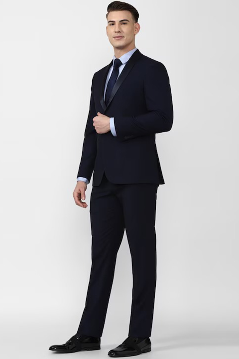 Plain Polyester Cotton Men's Navy Blue Coat Pant-MCP41-Andaaz Fashion