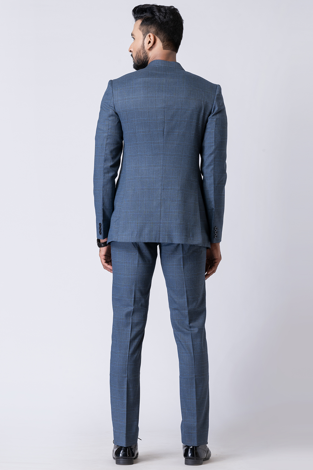 Pastel Dark Blue Weaved Thread Poly Cotton Jodhpuri Style Men's Coat ...