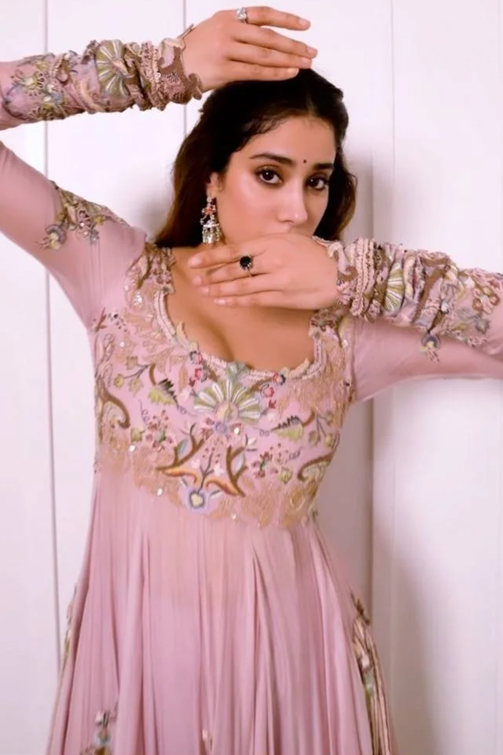 Pastel Pink Georgette Embroidered Anarkali Suit LSTV132547