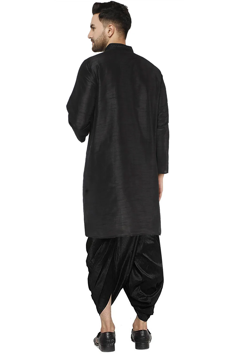 Fashionable Outfits Plain Dusty Black Men Dhoti Kurta MKPA0140