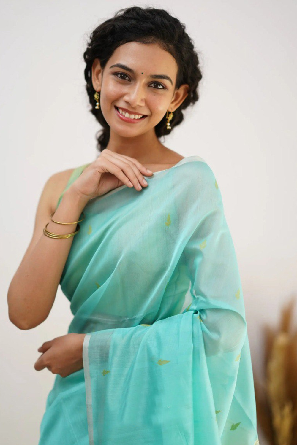 Powder Blue Cotton Weaved Thread Light Weight Saree SARV190292