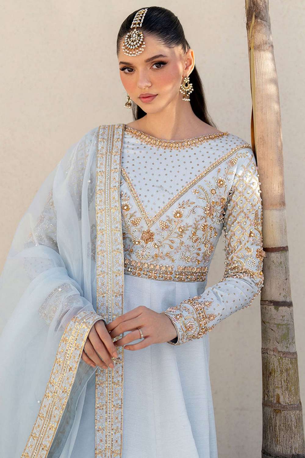 Powder Blue Silk Embroidered Anarkali Suit LSTV135894