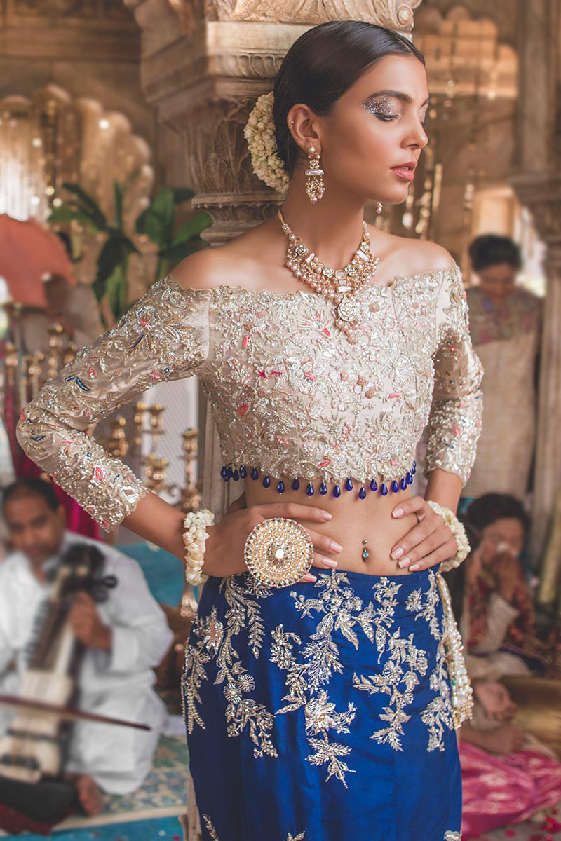 Buy Royal Blue Art Silk Embroidered Mermaid Style Lehenga LLCV113686