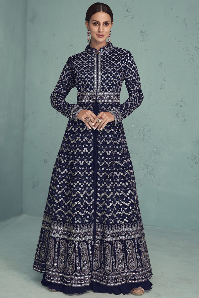 Royal Blue Anarkali Suit with Plain LSTV121810